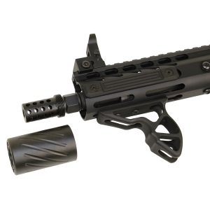 AR-15 Muzzle Comp with QD Blast Shield for Improved Recoil Control