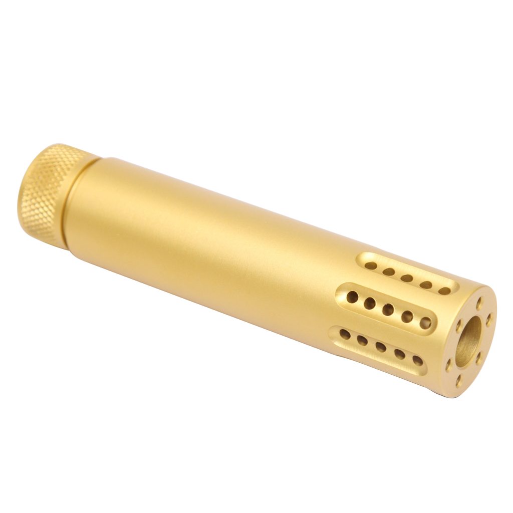 AR-15 Gold Anodized Slip Over Barrel Shroud with Multi Port Muzzle Brake