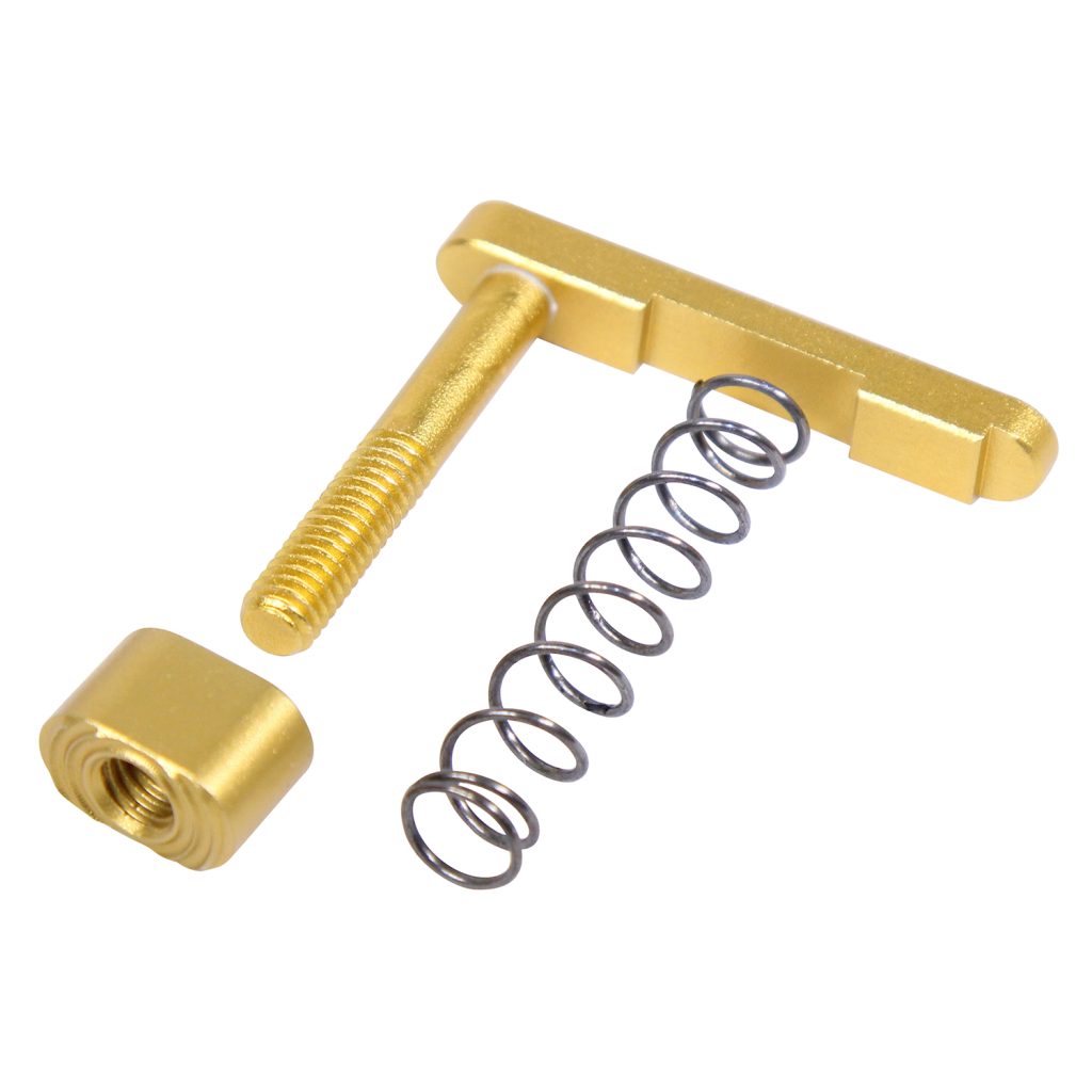 AR-15 Mag Catch Assembly with Extended Anodized Gold Mag Button