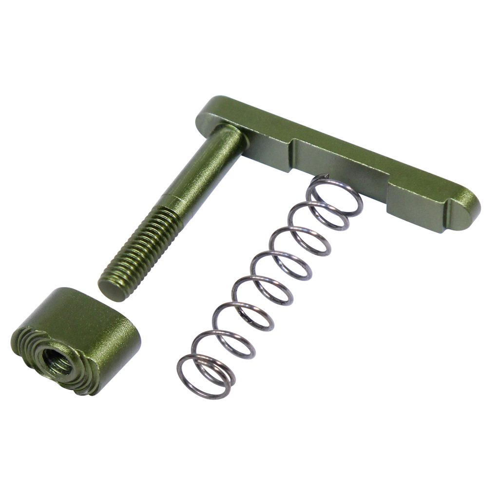 AR-15 Mag Catch Assembly with Extended Anodized Green Mag Button