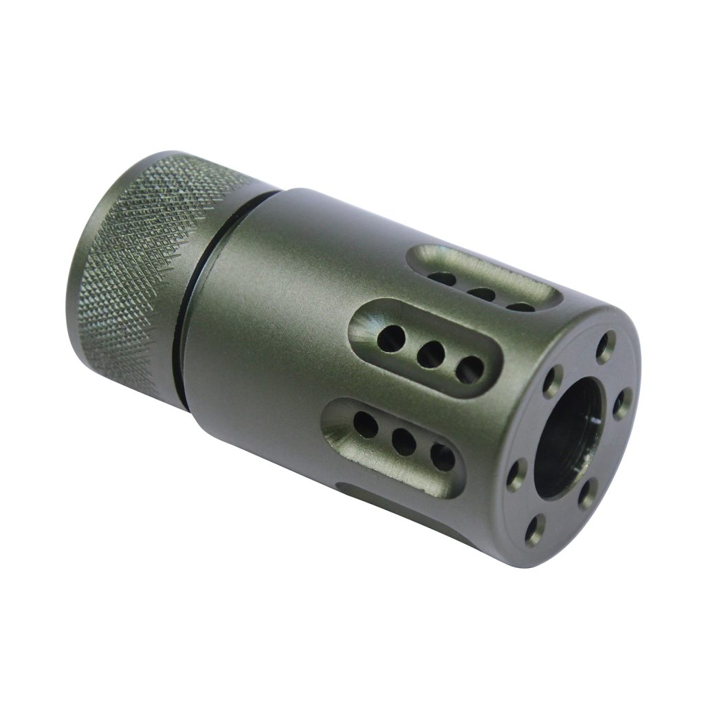 AR-15 Mini Slip Over Barrel Shroud with Multi Port Muzzle Brake Green
