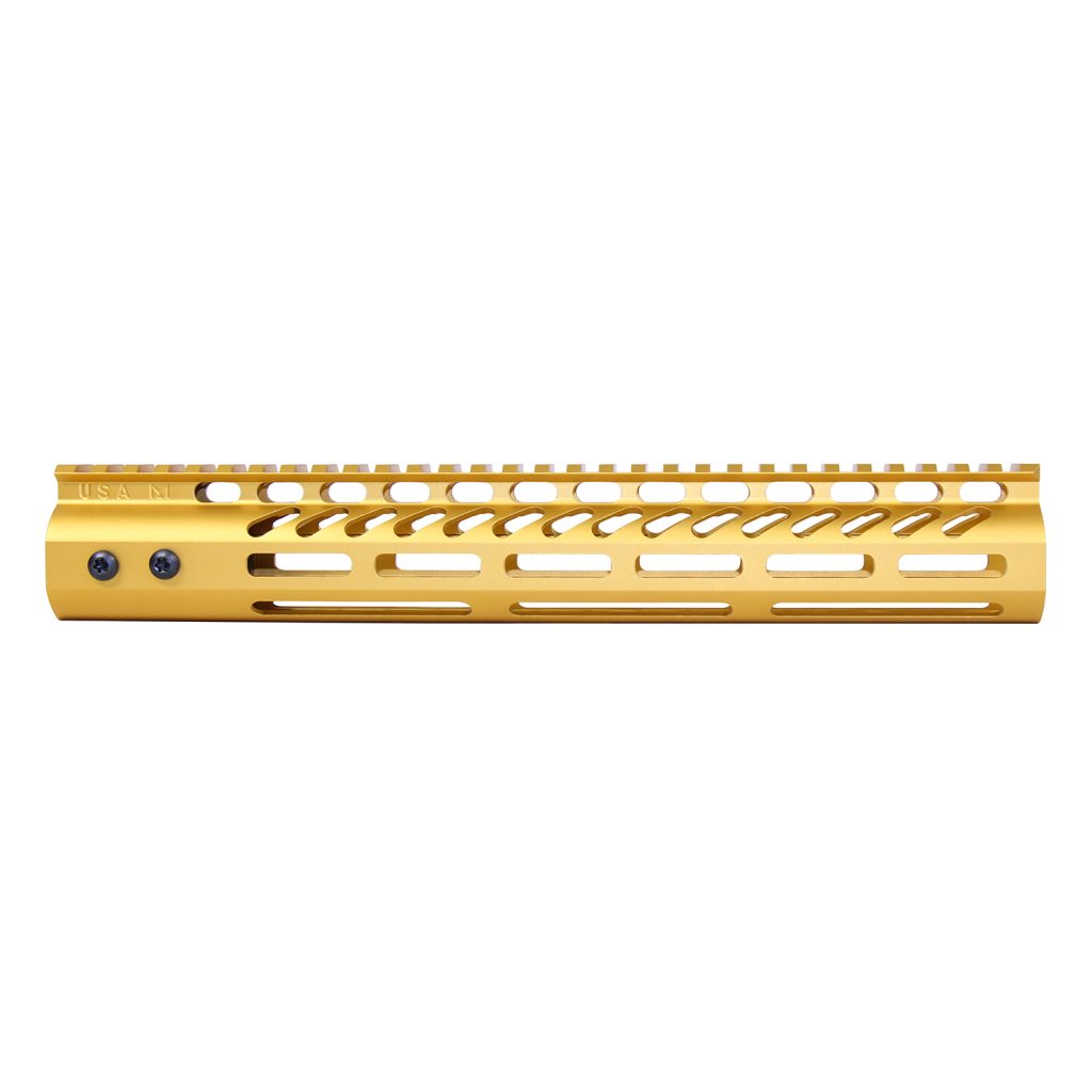 12 Inch Ultra Lightweight Gold M-LOK Handguard with Monolithic Top Rail