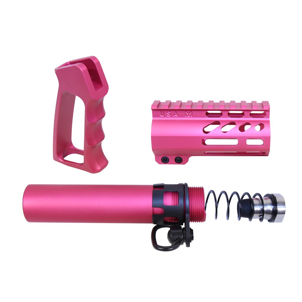 AR-15 Micro Pistol Furniture Set (Anodized Rose) » Guntec USA