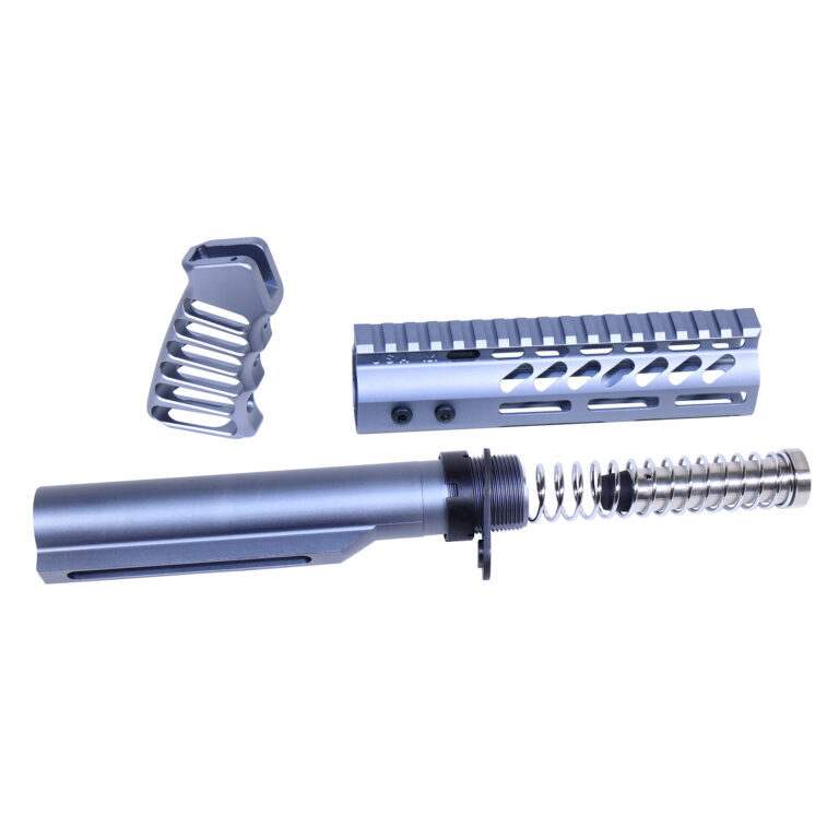 AR-15 7" Pistol Pistol Brace Build Kit With Milspec Buffer Tube (Anodized Grey) » Guntec USA