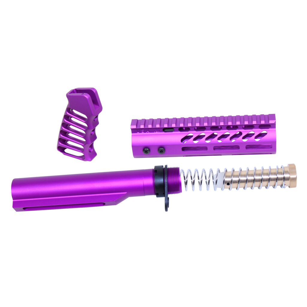 AR-15 Pistol Brace Build Kit with Anodized Purple Mil Spec Buffer Tube